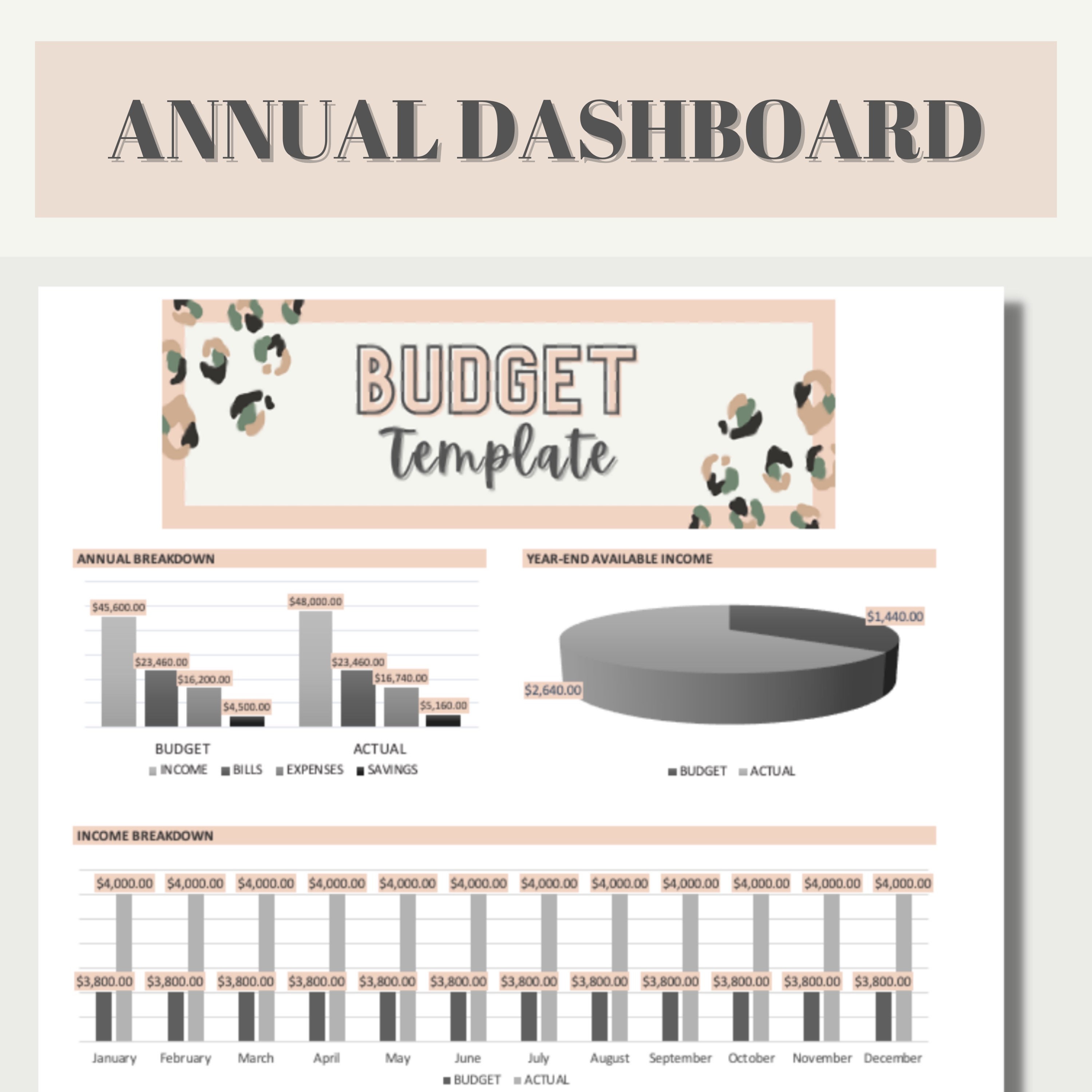 Excel Budget Tracker Template Digital Student Planner - Etsy