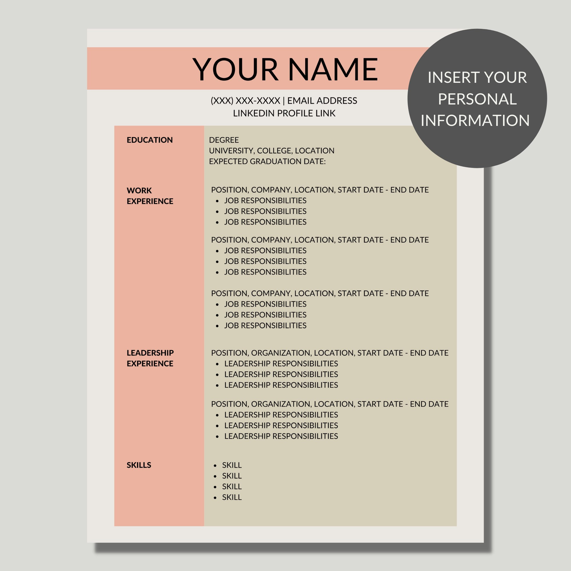 Simple Resume Resume Template 1 Page Resume College Resume Clean Resume ...