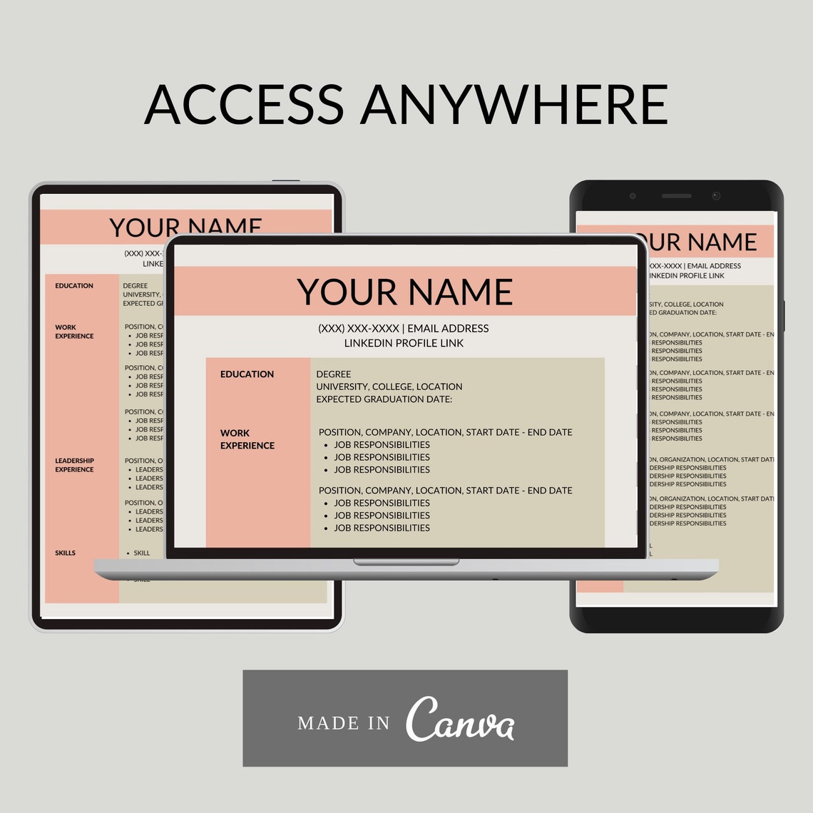 Simple Resume Resume Template 1 Page Resume College - Etsy