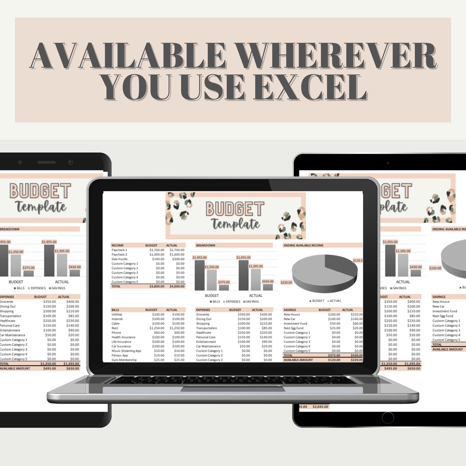 Excel Budget Tracker Template Digital Student Planner - Etsy