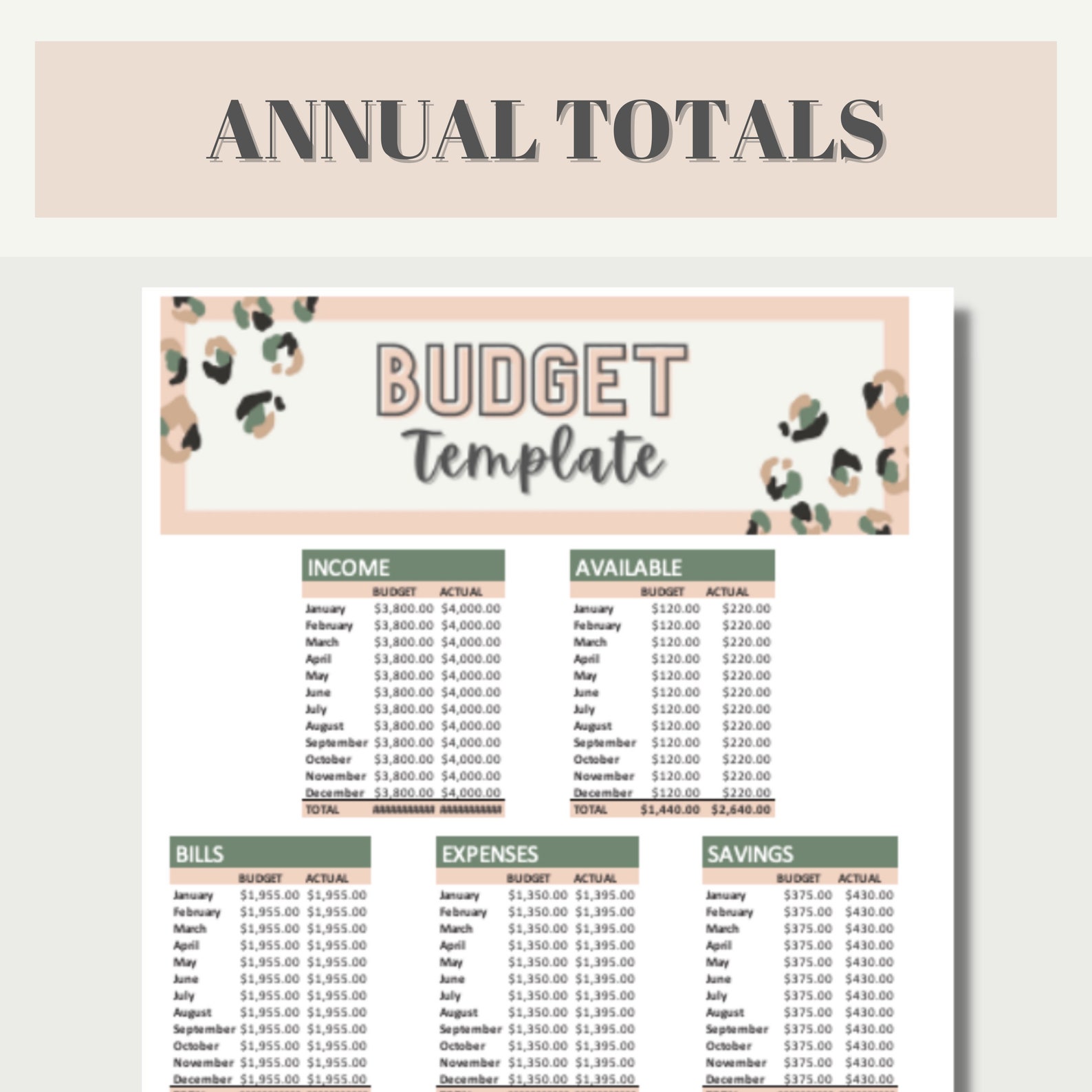Excel Budget Tracker Template Digital Student Planner | Etsy