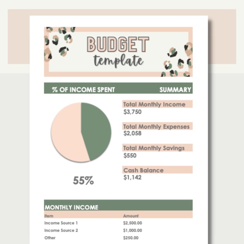 Excel Budget Summary Template Debt Tracker Expenses Tracker Finance ...