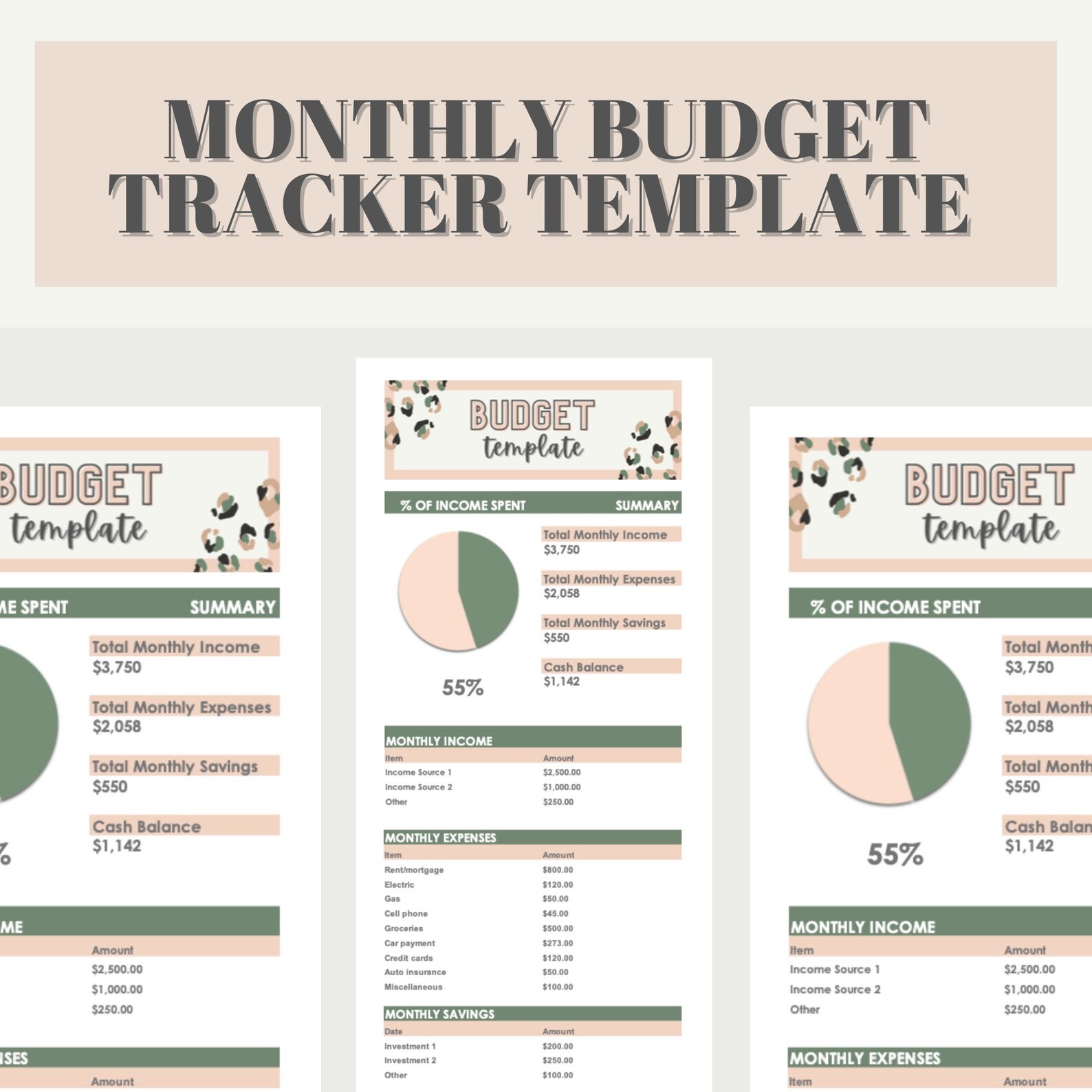 Excel Budget Summary Template Debt Tracker Expenses Tracker Finance ...