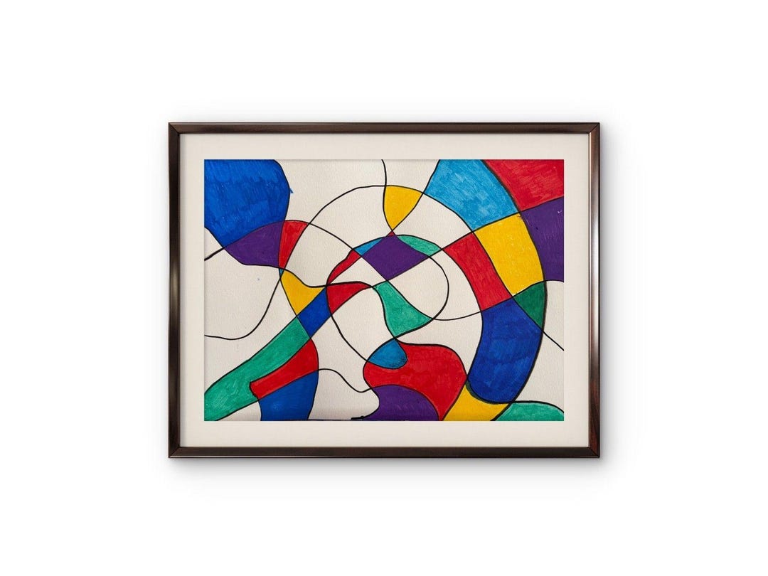 Original Art 14x11 Expressionism Abstract on Paper Primary Colors Mixed ...