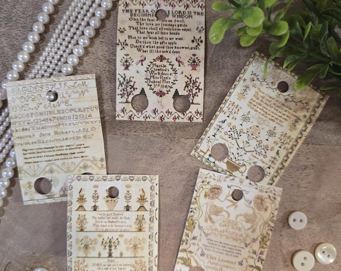 Floss Drops Set of 20, Antique Samplers, Thread Cards, Floss Tags - Etsy
