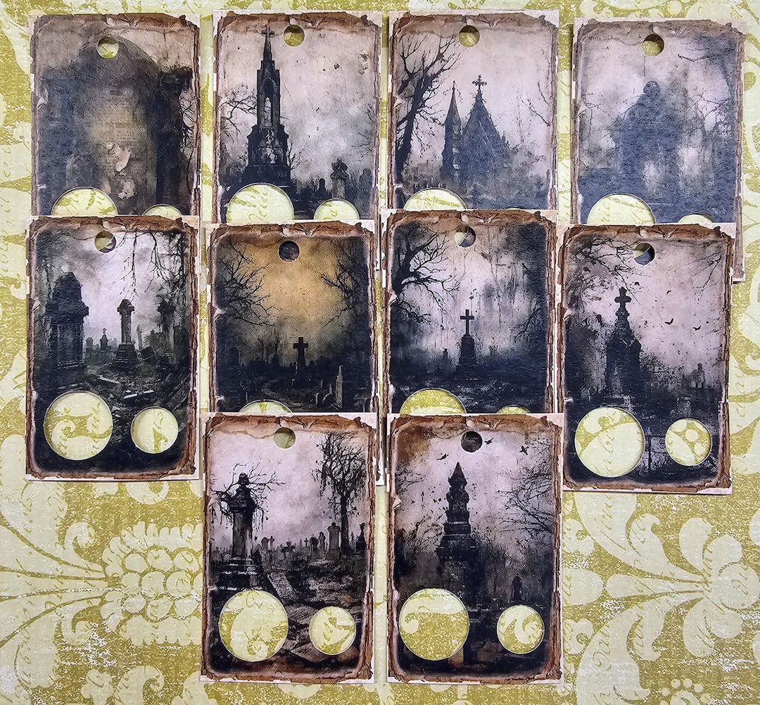 Floss Drops Set of 20 Gothic Cemetery, Thread Cards, Floss Tags - Etsy