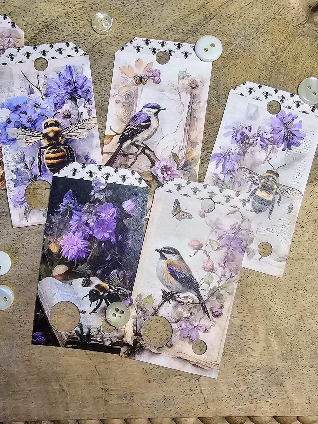 Floss Drops Set of 20 Birds and Bees, Thread Cards, Floss Tags - Etsy