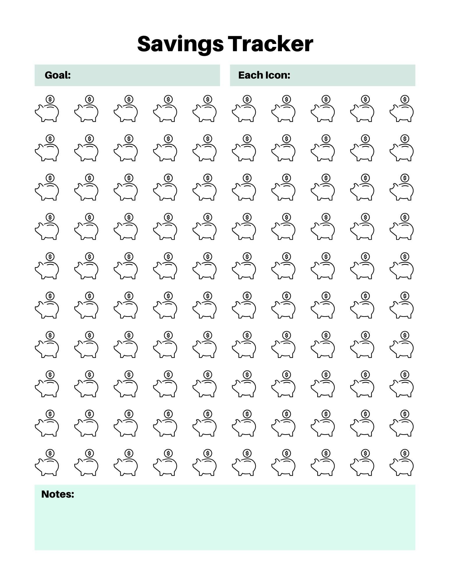 Printable Savings Tracker Piggy Bank Savings Goal Planner Budget ...
