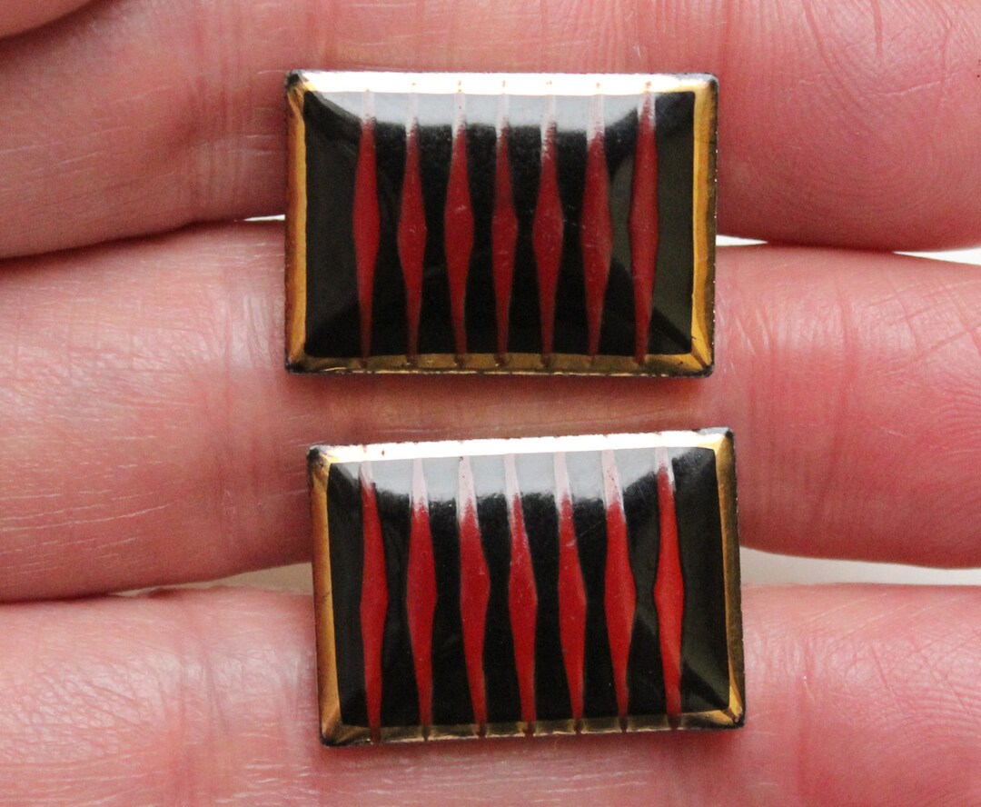 Signed Victoria FLEMMING Cufflinks, Mid Century Modern, Fused Art Glass ...