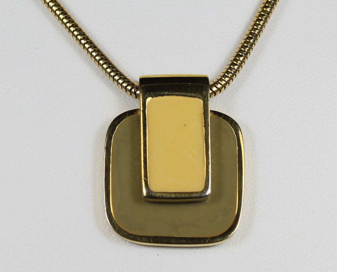 GIVENCHY Necklace, 1977, Enamel, Signed, Gold Tone Snake Chain ...