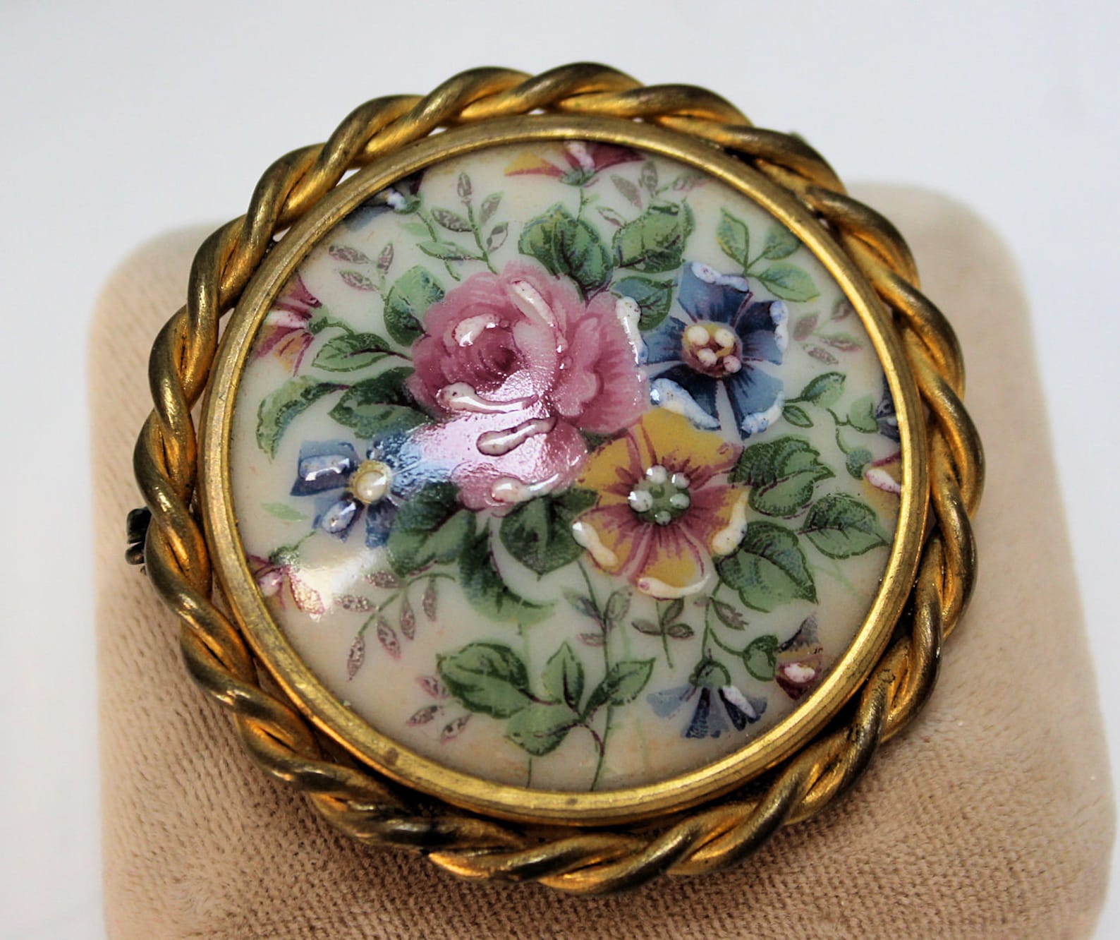 French LIMOGES BROOCH, Floral, Porcelain, Lovely, Vintage, 1940s, 2 ...