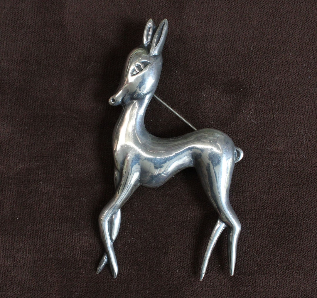 Very Large MEXICAN Silver DEER Pin, 1940s, Stamped, Handmade, Lovely ...