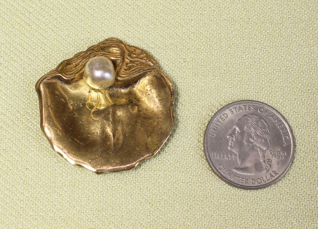Signed Miriam HASKELL Pin, Unusual Design, Sea Shell Theme, Gold Tone ...