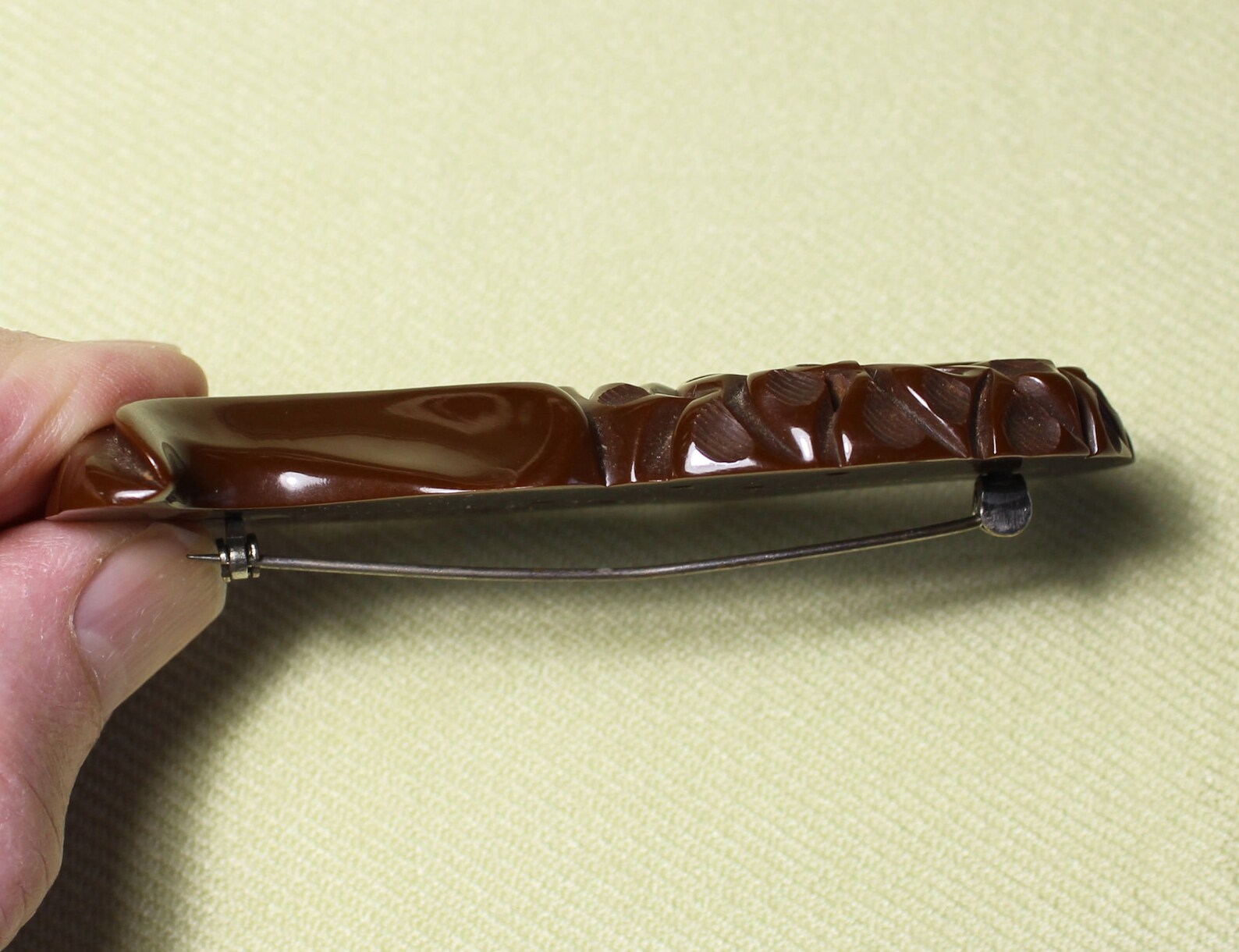 Extra Large Carved BAKELITE Pin, Handsome, Sinuous Design, Lovely ...