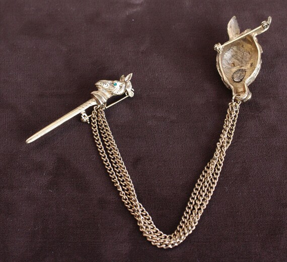HATTIE CARNEGIE donkey chatelaine pins, vintage 1940s… - Gem