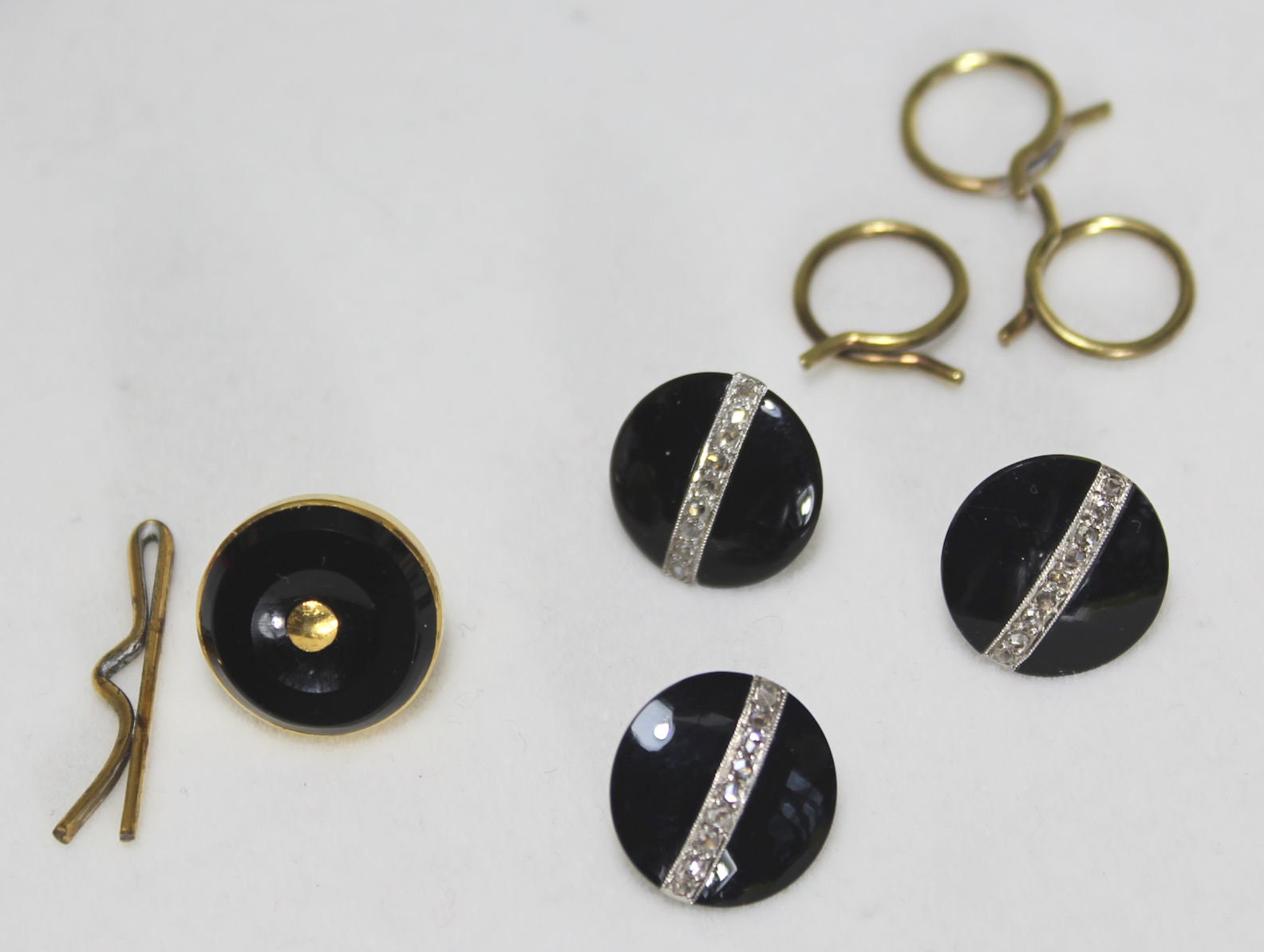 Diamond and 18K Men’s Dress Shirt Set, 3 + 1 Button Set, Stamped 18K ...