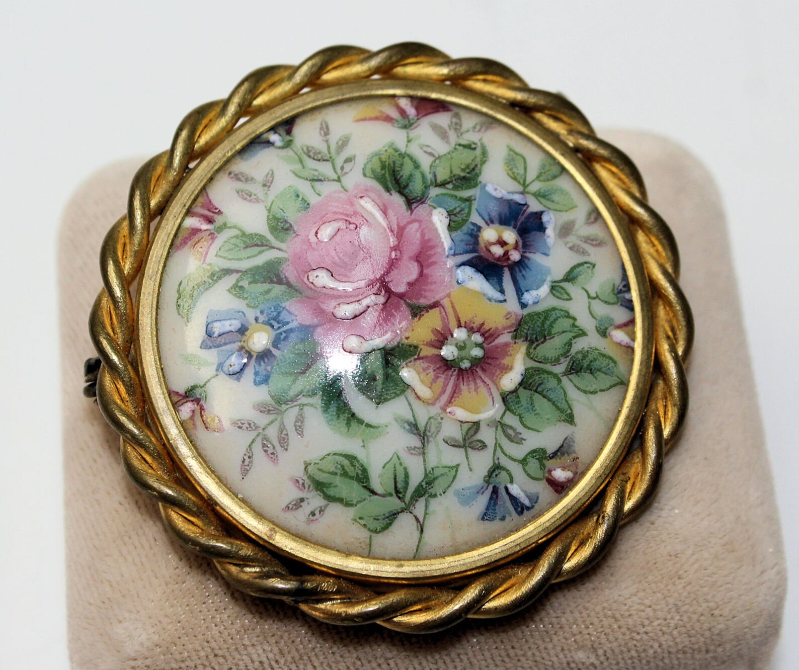 French LIMOGES BROOCH, Floral, Porcelain, Lovely, Vintage, 1940s, 2 ...