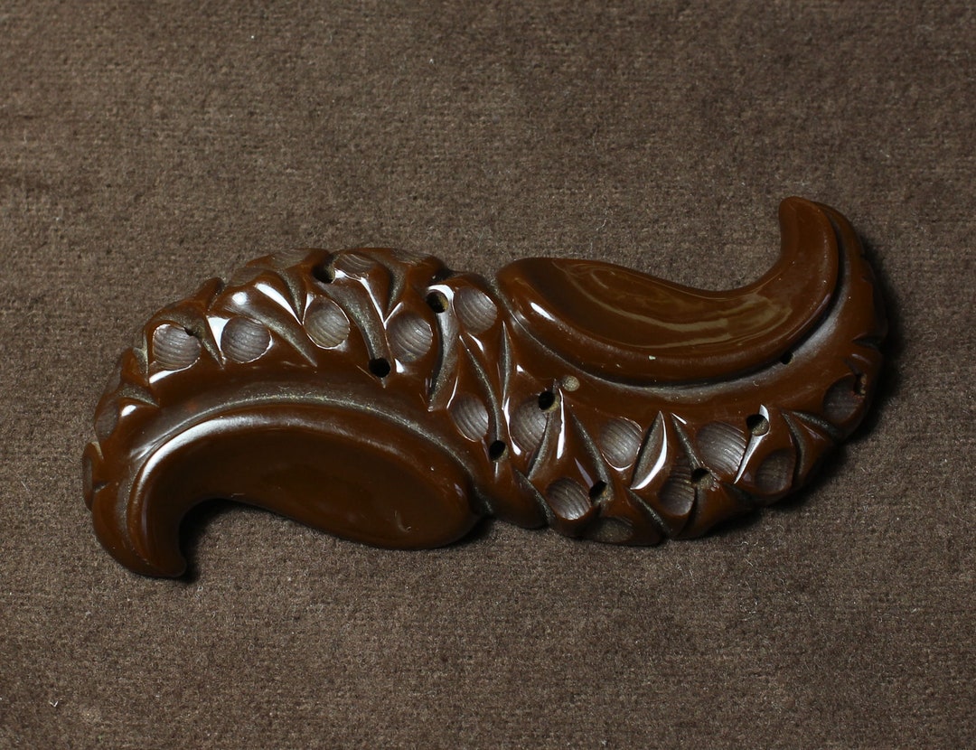 Extra Large Carved BAKELITE Pin, Handsome, Sinuous Design, Lovely ...