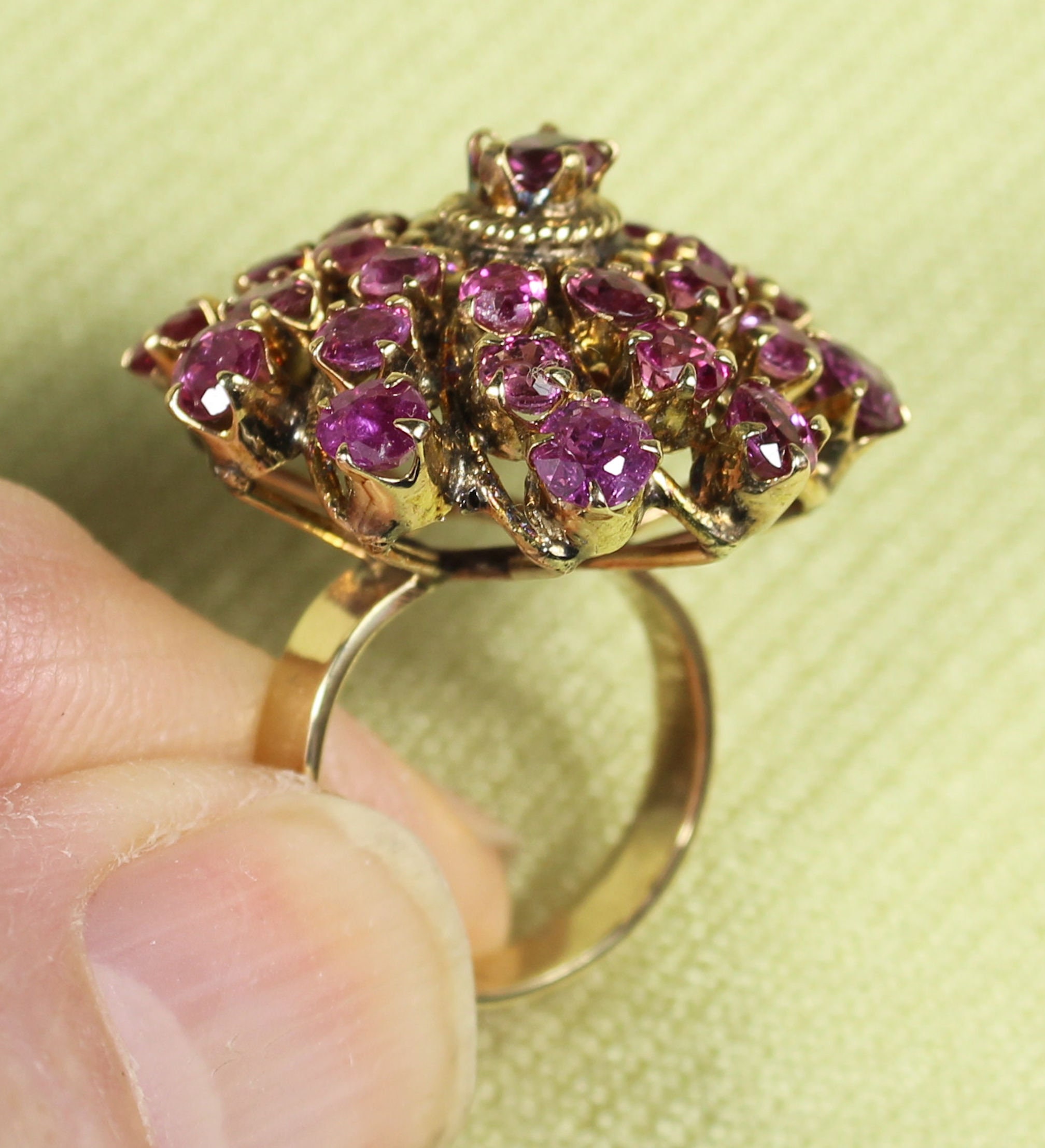 10K RUBY cluster RING 31 natural rubies size 4 4.39 carats | Etsy