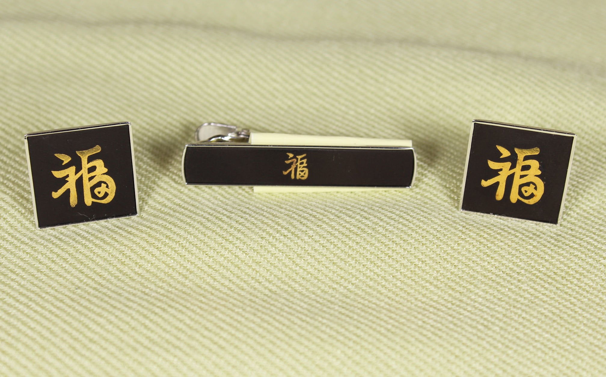 Japanese AMITA Sterling and Gold Cufflinks, Tie Bar Set, Modernist ...