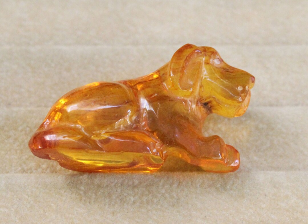 AMBER Carving, Amazing, Hand Made, Natural Honey Color, Friendly Dog ...