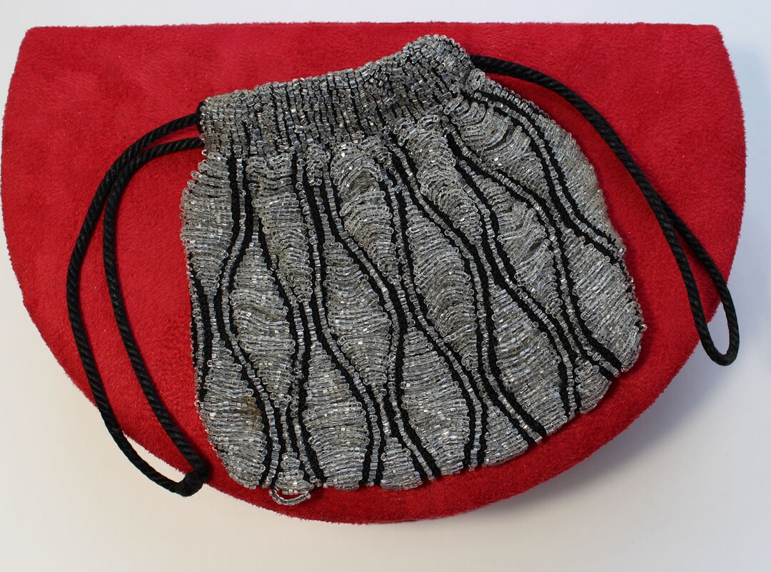 1920s Deco Flapper Beaded Purse, Vintage, Drawstring, Excellent ...