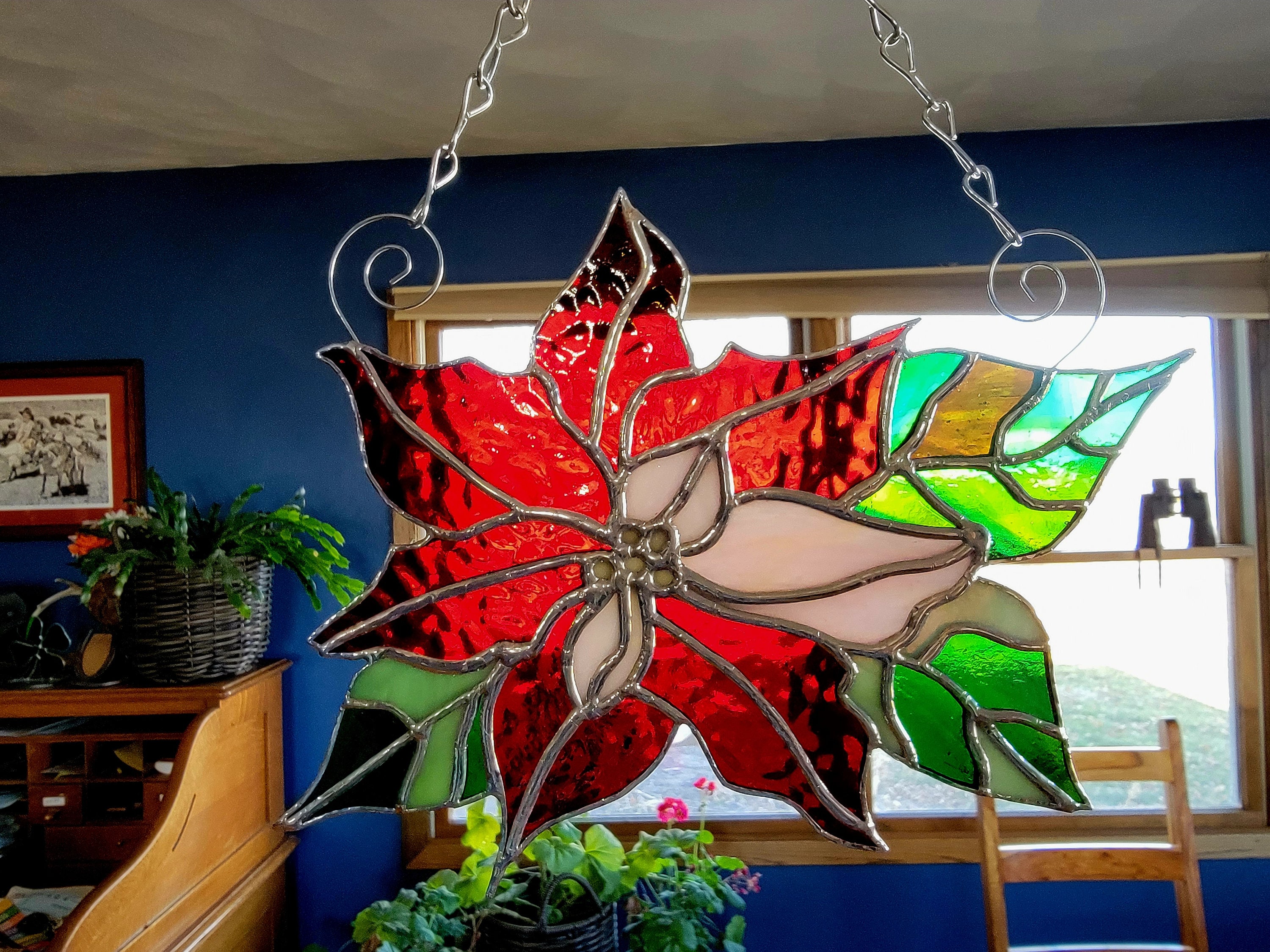 Stained Glass Poinsettia Suncatcher - Etsy