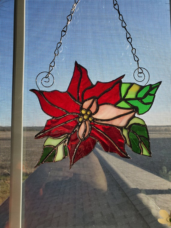 Stained Glass Poinsettia Suncatcher - Etsy