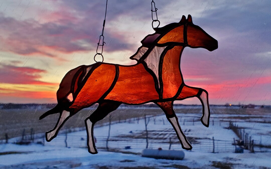 Stained Glass Running Horse - Etsy