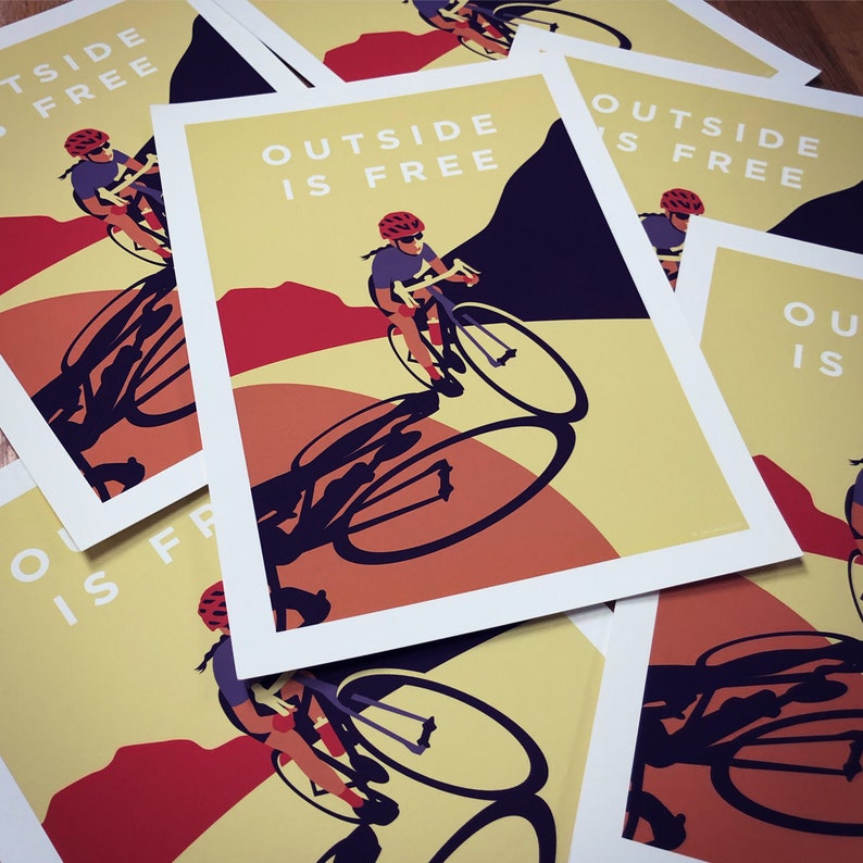 Outside is Free Women's Road Cycling Print - Etsy