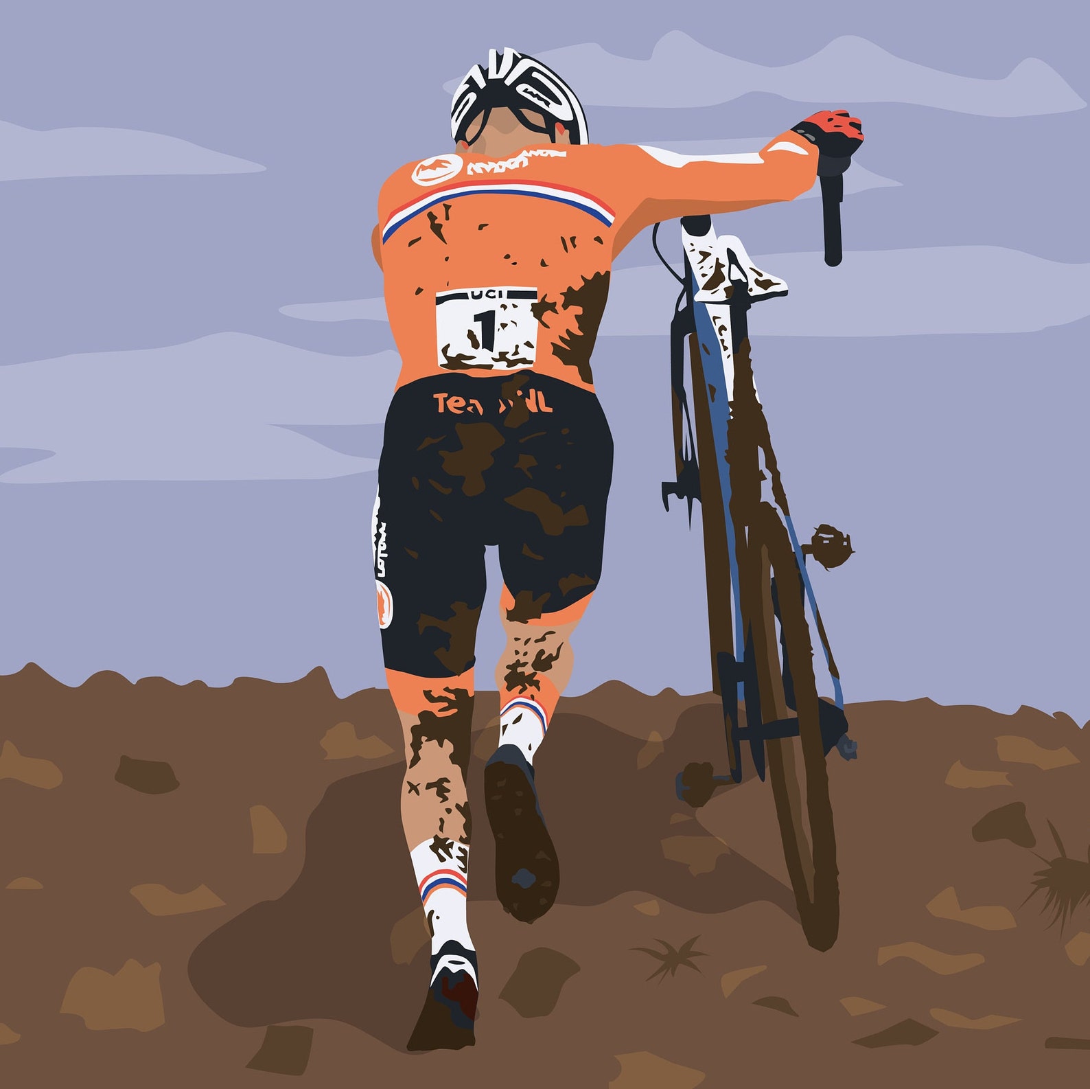 Mathieu Van Der Poel Cycling Cyclocross Print MVDP Cyclist Artwork Wall ...