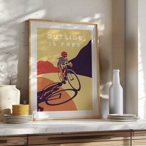 Outside is Free Women's Road Cycling Print • Road Bike Illustration Art ...