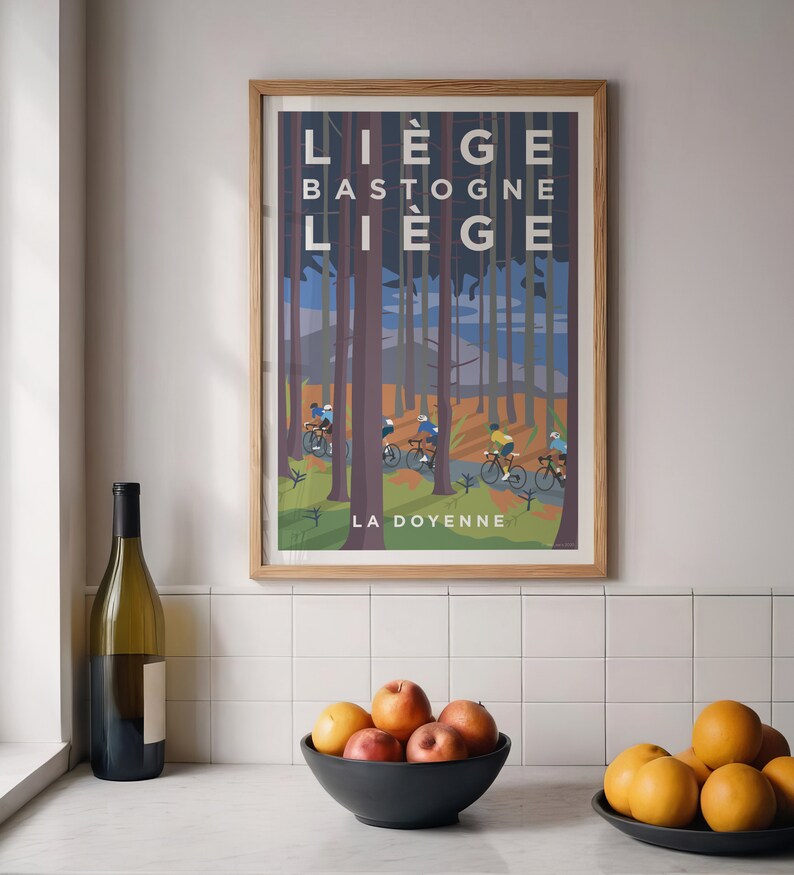 Liege Bastogne Liege Cycling Race Art Print: Belgian Monument Giclée ...