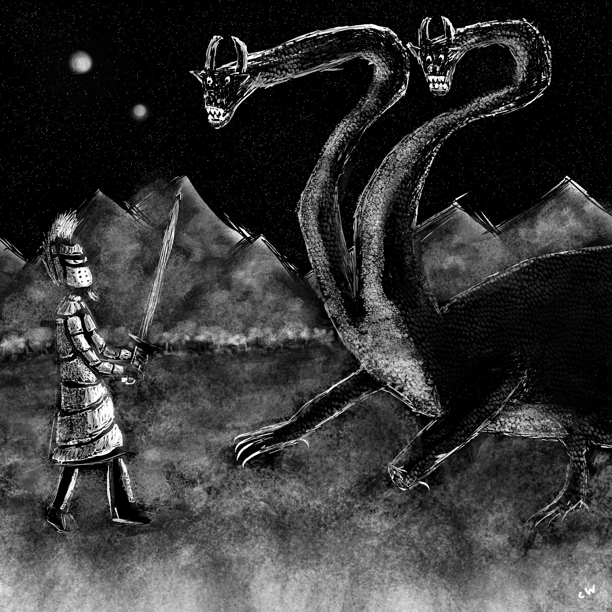 The Battle of the Two Headed Beast Art Print Poster - Etsy