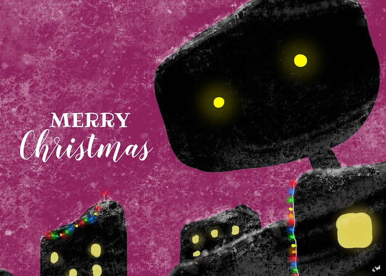 Giant Robot Merry Christmas Card - Etsy