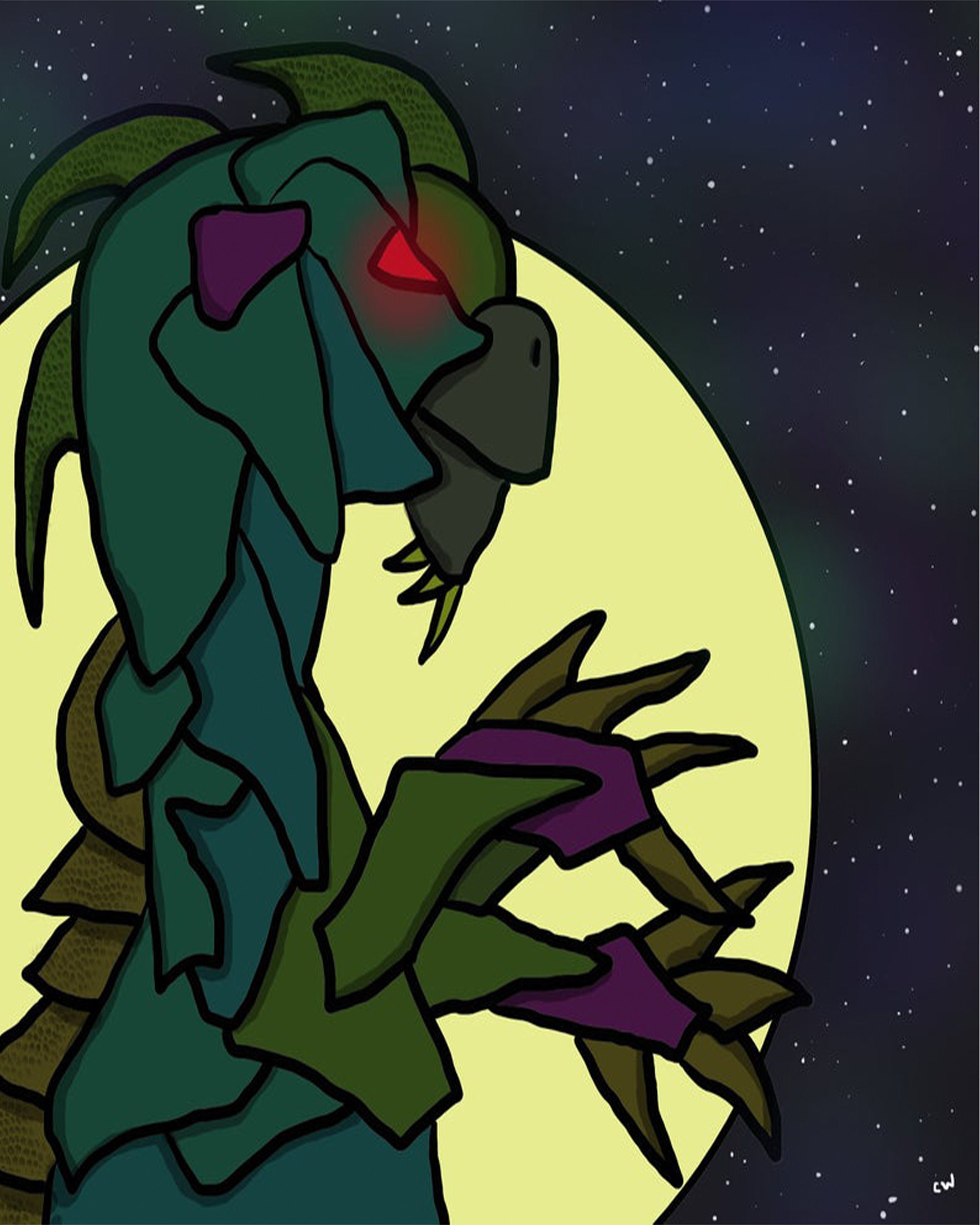 Titan Moon Giant Monster 16x20 Art Print Poster - Etsy