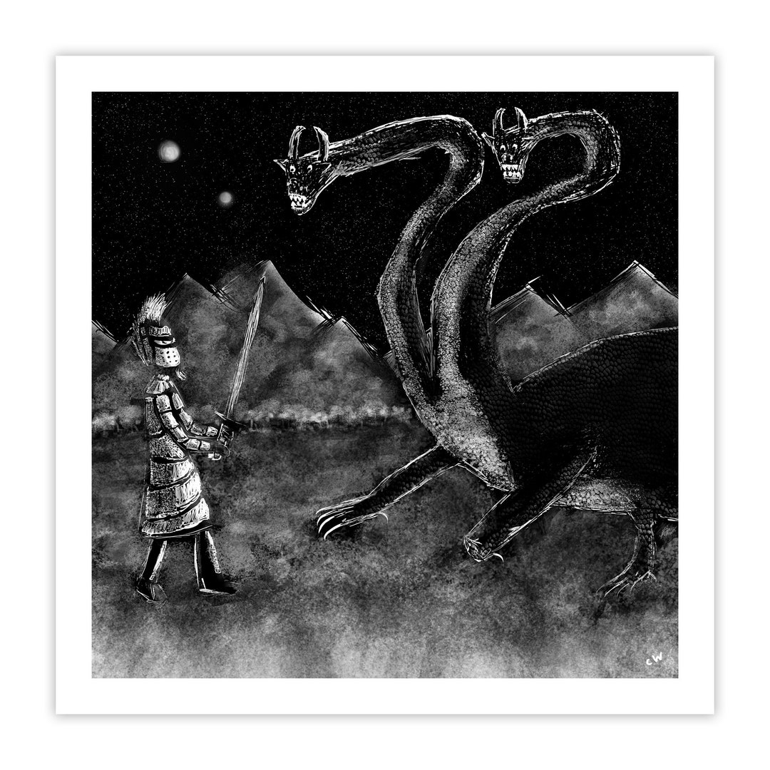The Battle of the Two Headed Beast Art Print Poster - Etsy