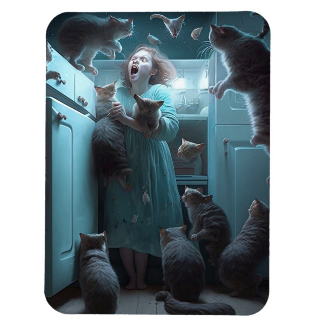 Thinking of You Horror Cats Creepy Weird Funny Flexible Refrigerator ...