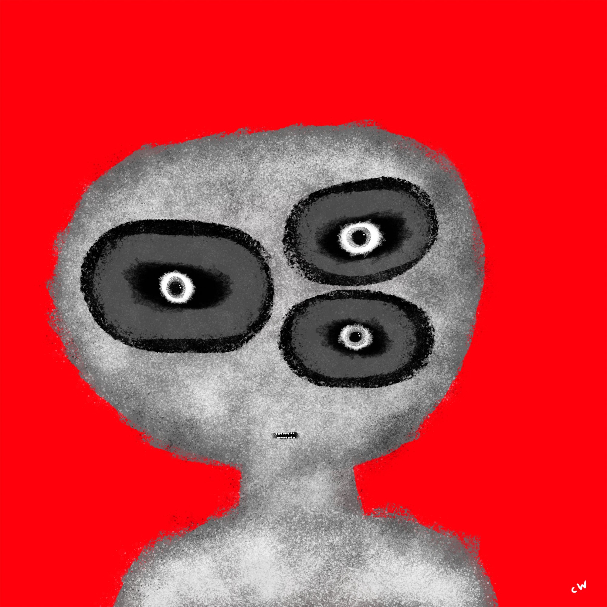 Ancient Three Eyes Alien Art Print Poster - Etsy