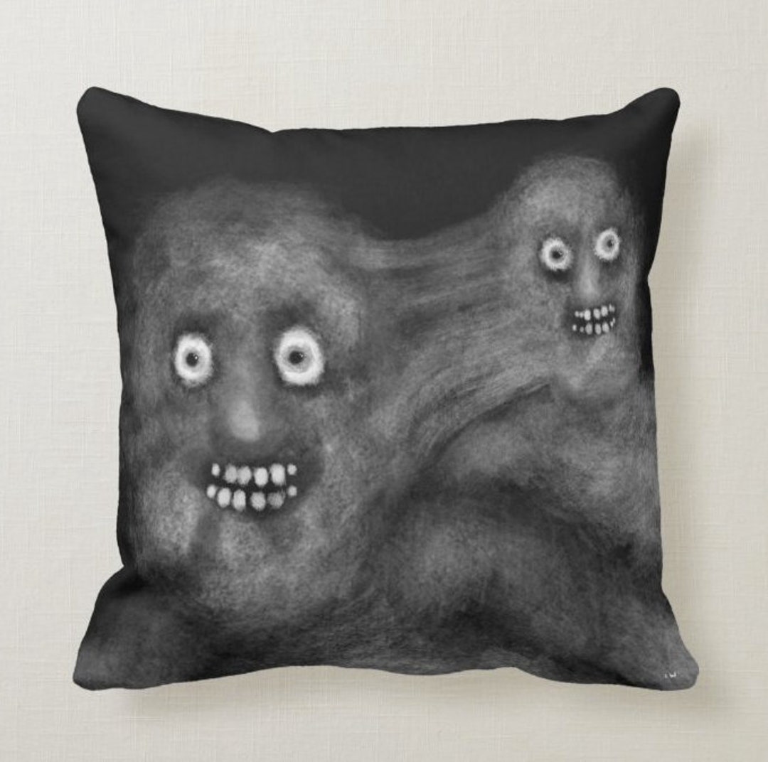 Twin Ghouls Throw Pillow Horror Home Furnishing 16x16 - Etsy
