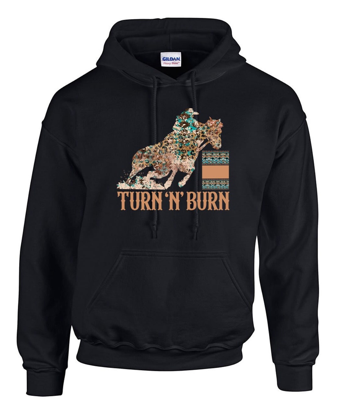 Turn N Burn Barrel Racing Hoodie, Barrel Racing Horse Hoodie, Barrel ...