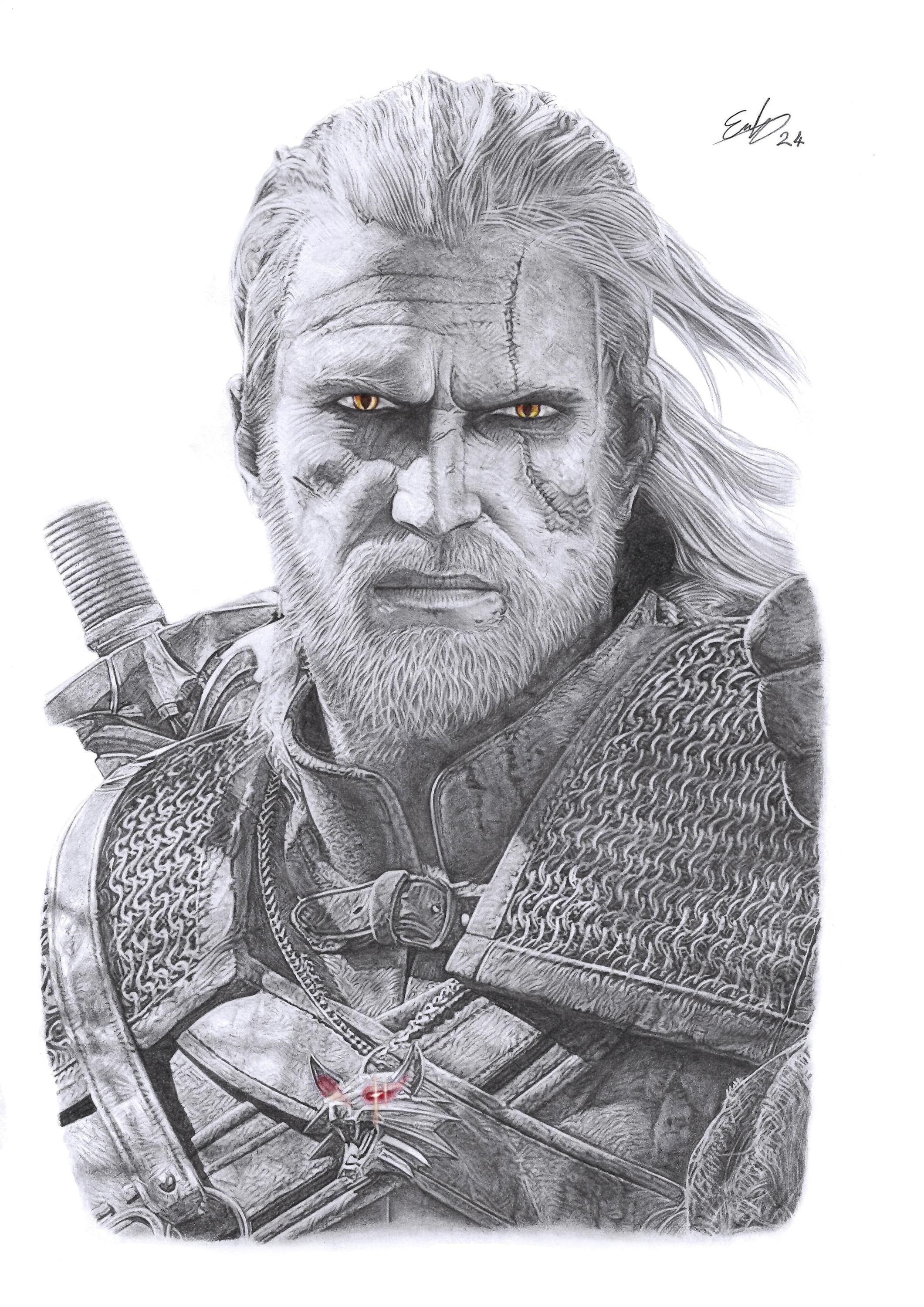 Geralt of Rivia Pencil Drawing | the Witcher 3 Wild Hunt (A3 Print) - Etsy