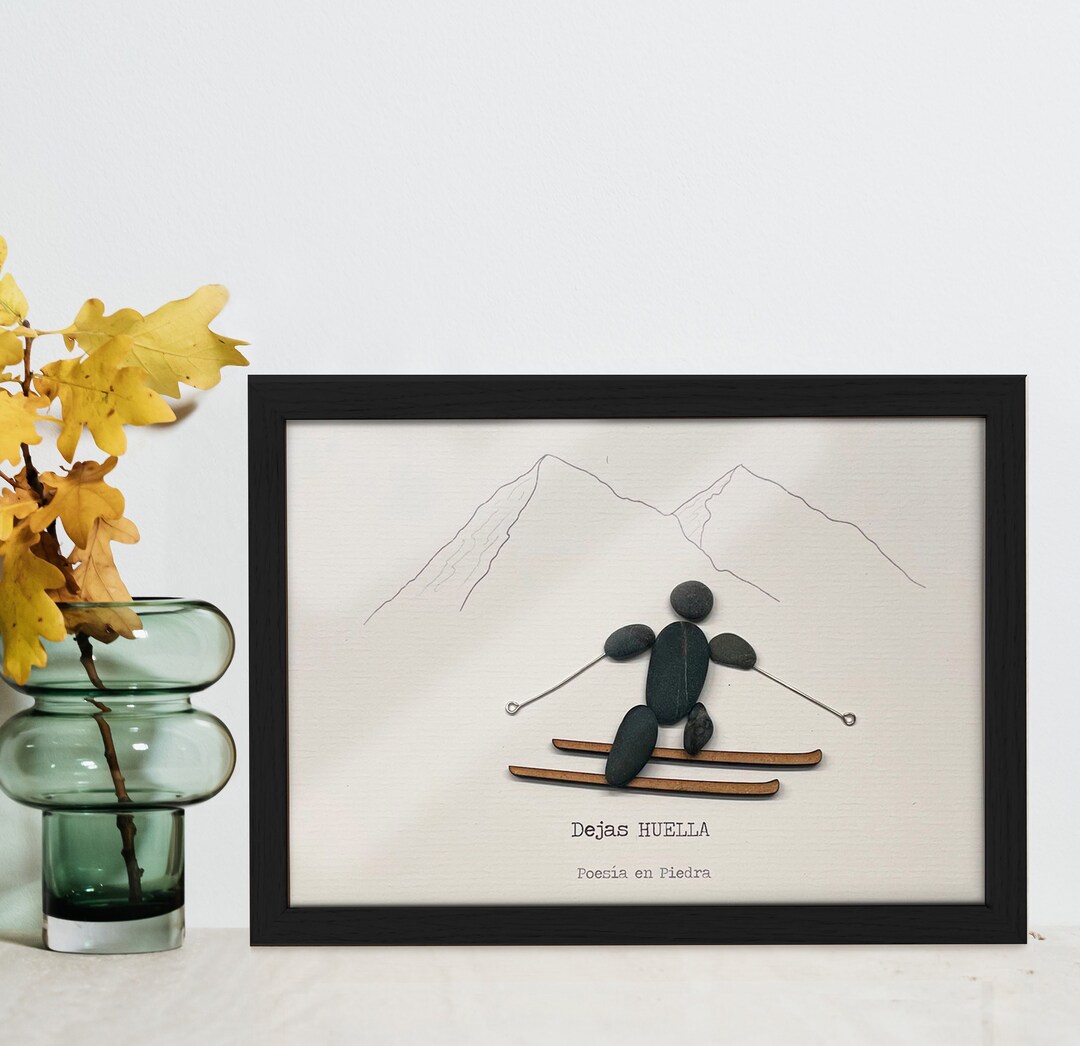 Stone Painting Skier Sport Poetry in Stone - Etsy