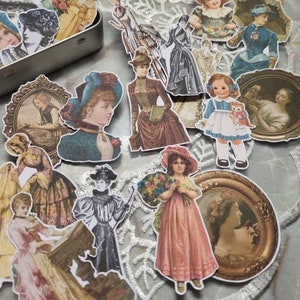 Vintage Lady Sticker Set/ Paper Doll Sticker Set/ Vintage Sticker Pack ...
