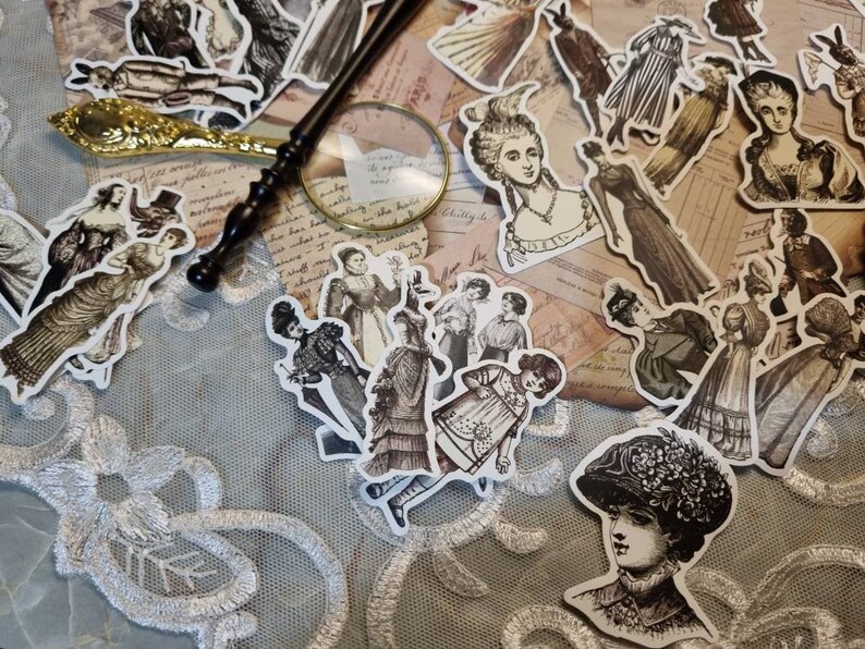 Vintage Lady Sticker Set / Vintage People Sticker Pack / Vintage Style ...