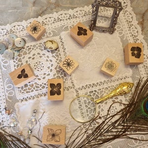 Flower Stamp Collection / Wooden Stamp / Small Flower Stamp / Flower ...