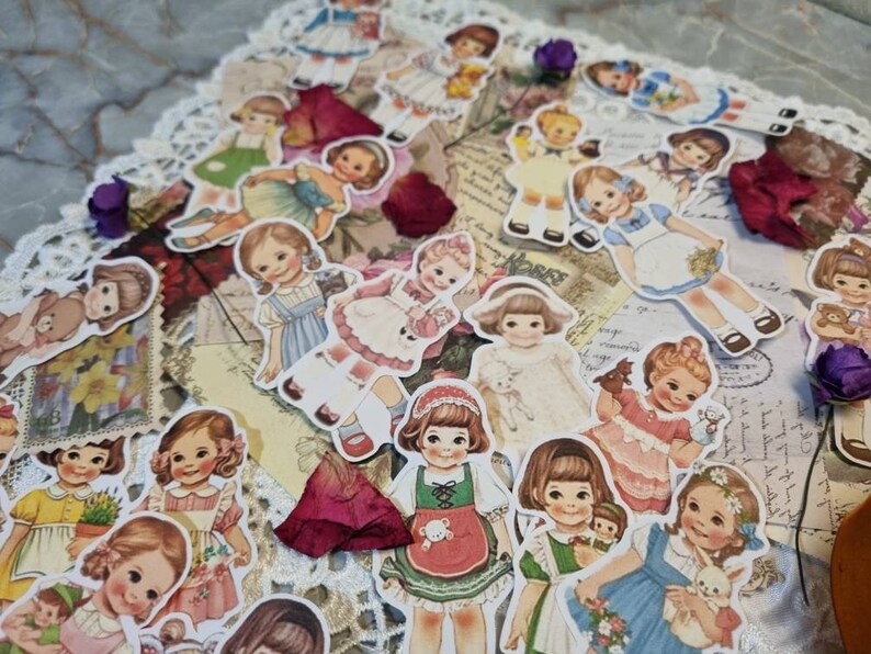 Vintage Paper Doll Sticker Set / Little Girl Sticker - Etsy