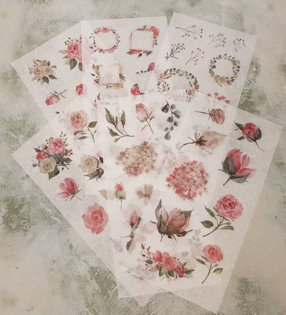 Flower Water Colour Sticker Sheet/ Vintage Floral Sticker - Etsy
