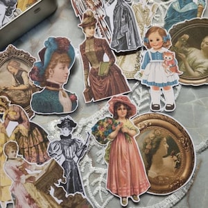 Vintage Lady Sticker Set/ Paper Doll Sticker Set/ Vintage Sticker Pack ...
