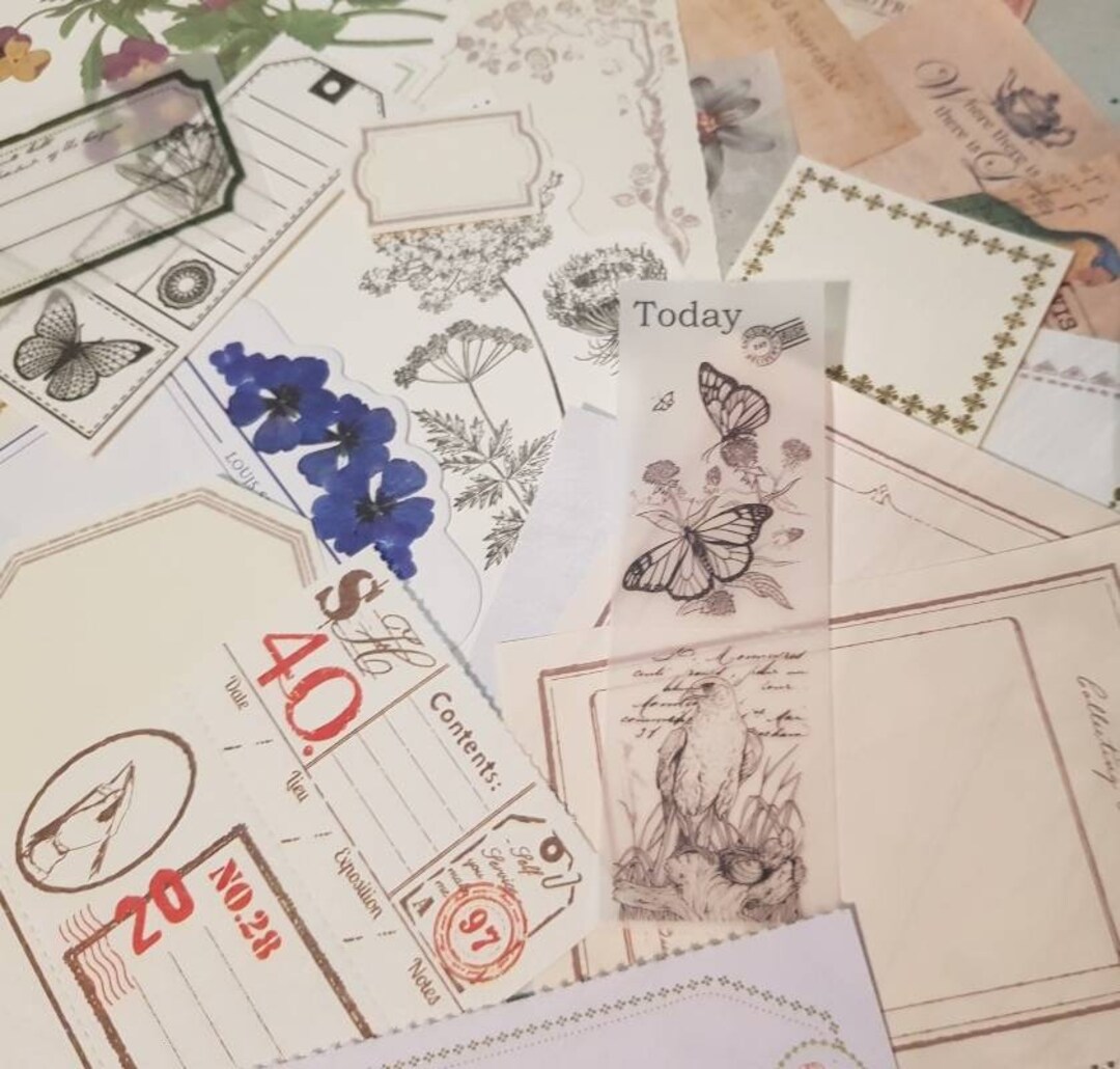 Assorted Memo & Label Pack/ Selection of Memo Papers/ Vintage Style ...